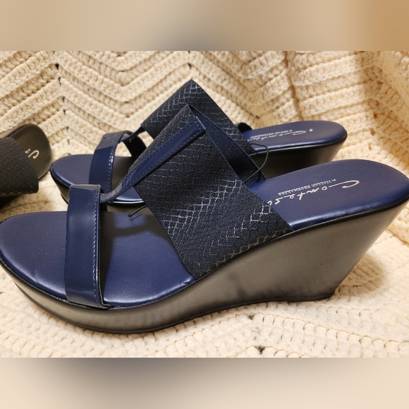 Italian Shoemakers | Shoes | Contesa Wedge Platform Blue Sandal Size 1 ...